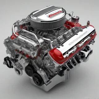 NLevel.ai — A realistic supercharged Chevrolet 409 cubic inch V8 engine ...